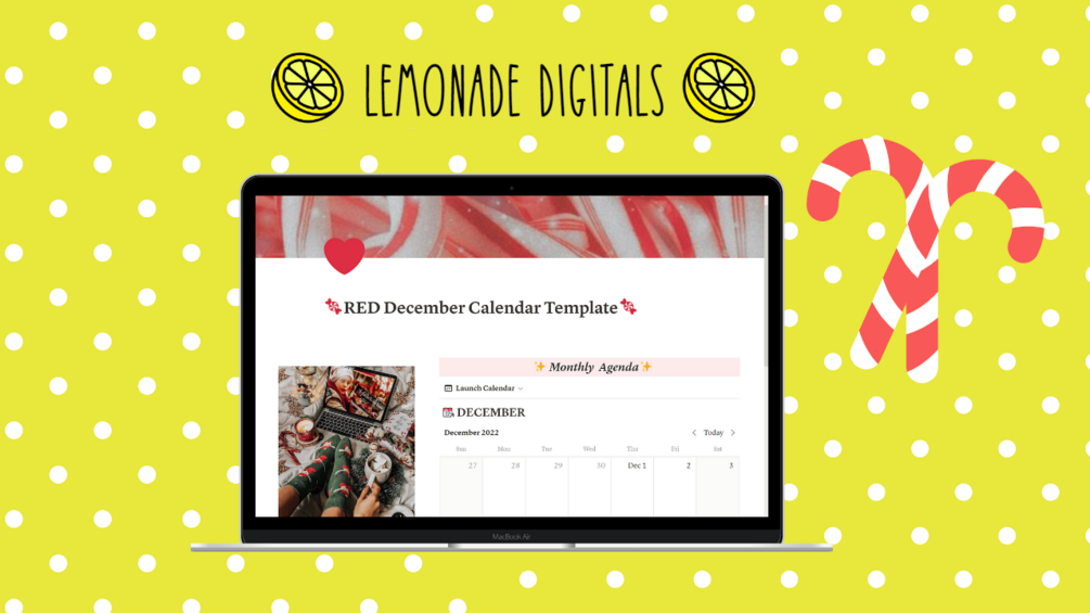 Notion RED Calendar Template (Christmas Edition)