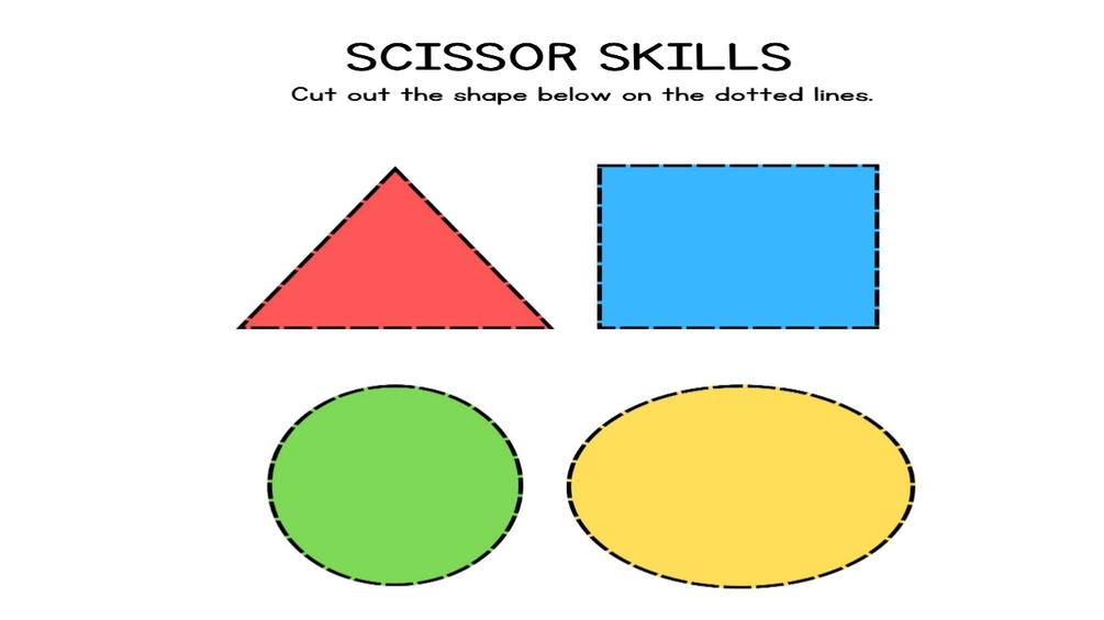 scissor skills Colorful Geometric Shapes Cutting Practice Worksheet