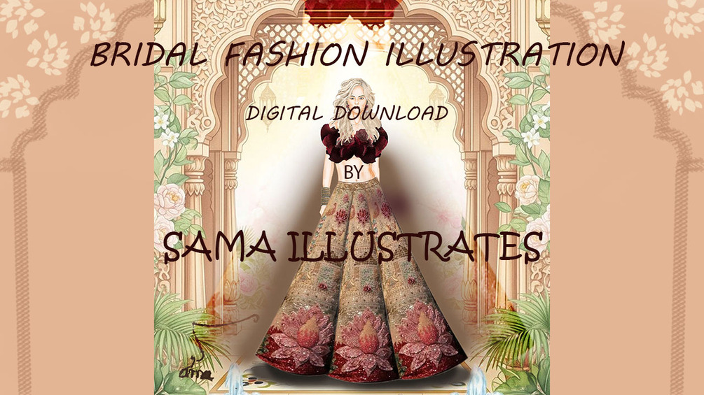 Bridal Fashion Illustration | Indian Bride Lehenga Sketch | Instant ...