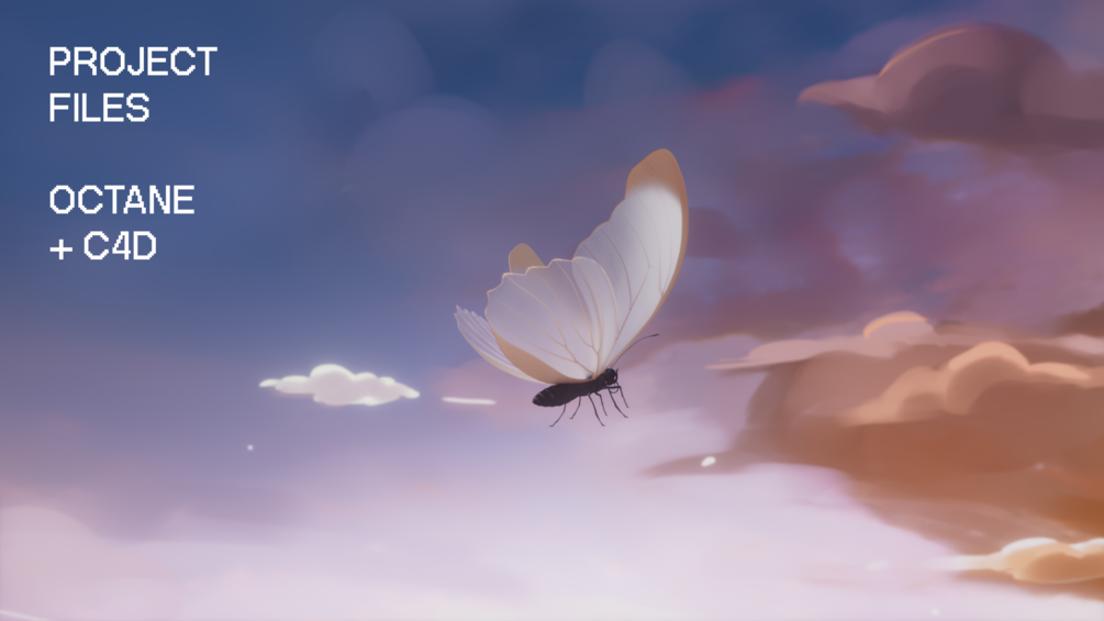 Stylized Butterfly Scene. octane + c4d