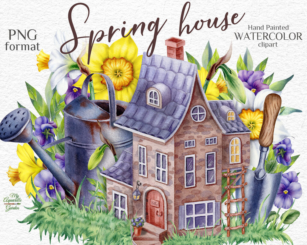Spring house. Gardening theme.