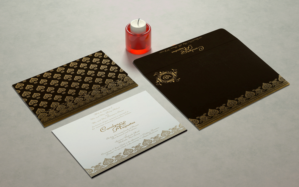 BROWN MATTE SCREEN PRINTED WEDDING INVITATION