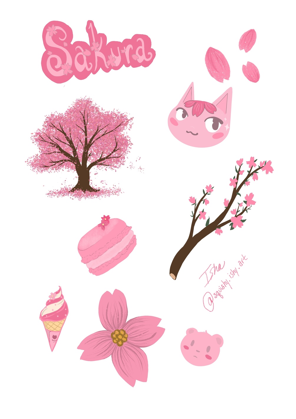 Sakura theme sticker sheet