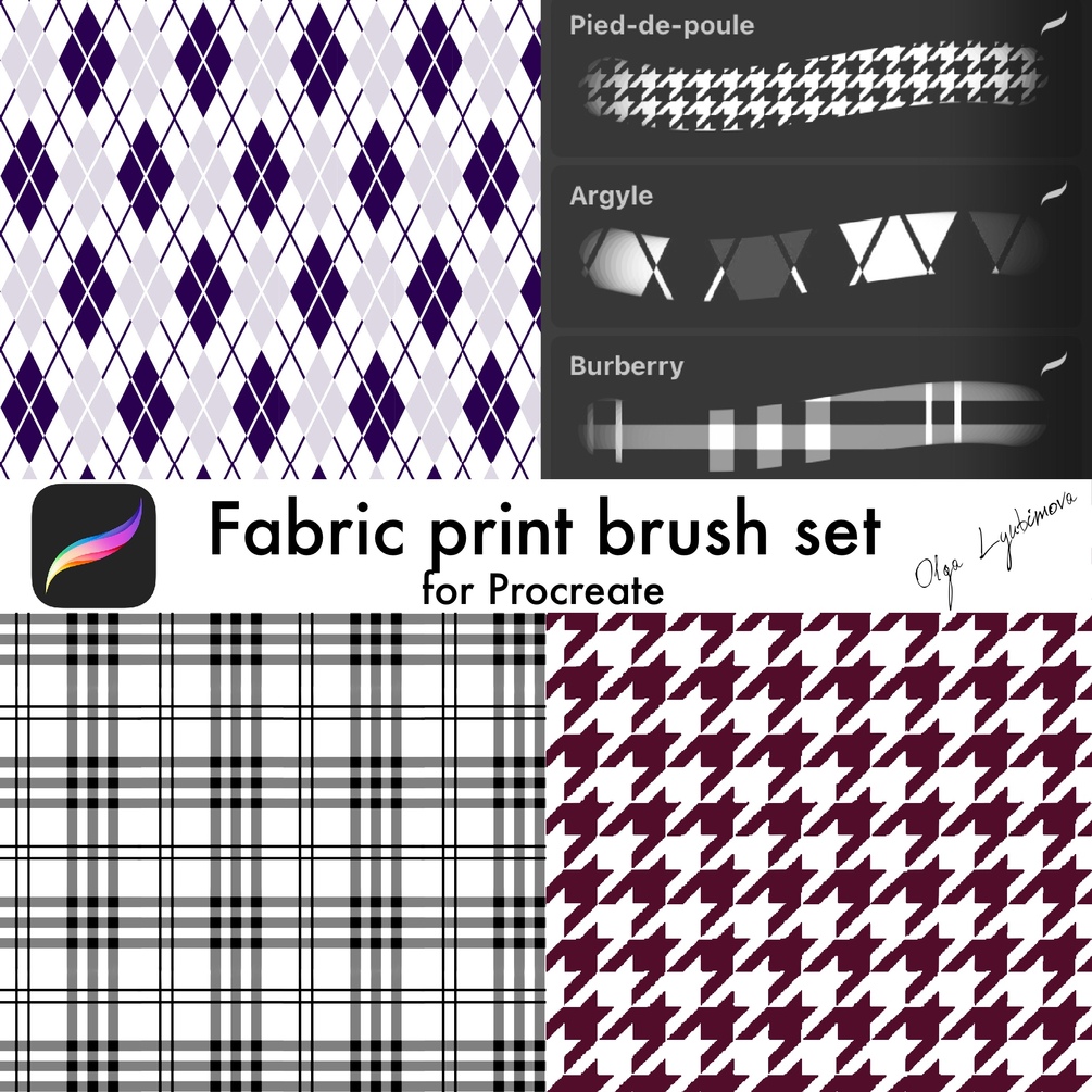 Fabric print brush set for Procreate