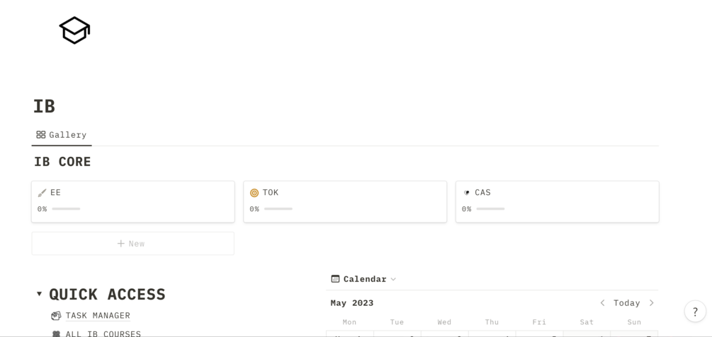 IB STUDENT NOTION TEMPLATE