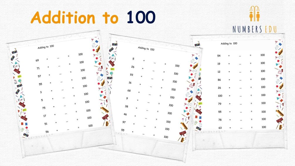 100-Page Addition Worksheets for Grade 1 – Practice Sums to 100