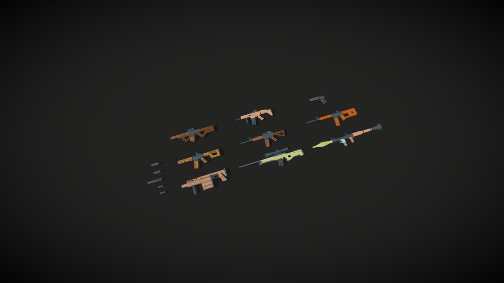 (FREE PRODUCT) Low Poly Guns Pack 3D Model