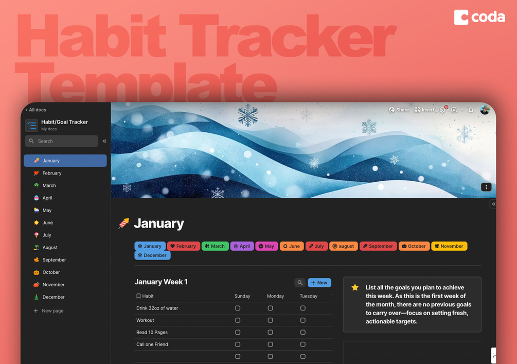 Habit Tracker Template (Coda.io)