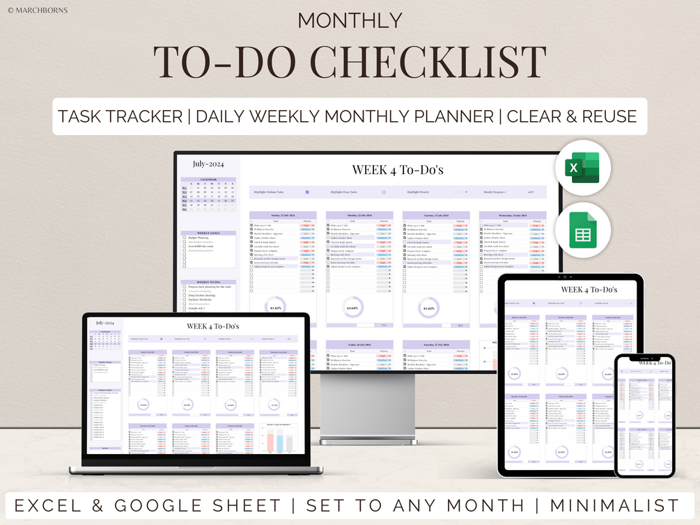 Daily & Weekly Plan Clear Button Google Sheets Template Daily Checklist ...