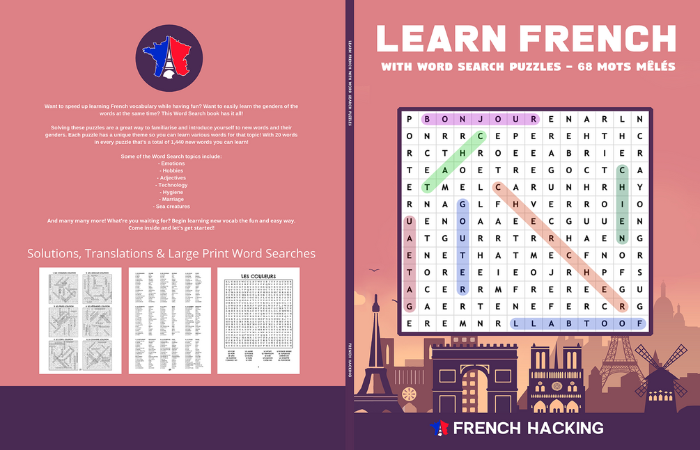 Learn French With Word Searches - 68 Mots Mêlés (Downloadable PDF)