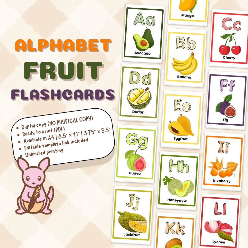 Learn the Alphabet with Fruits | Flashcards for Kids | Ready-to-Print ...
