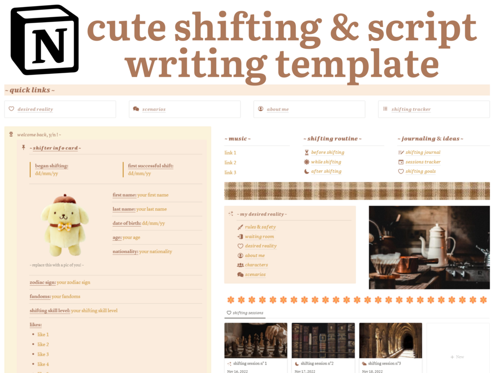 Notion Cottagecore Reality Shifting Script Hub