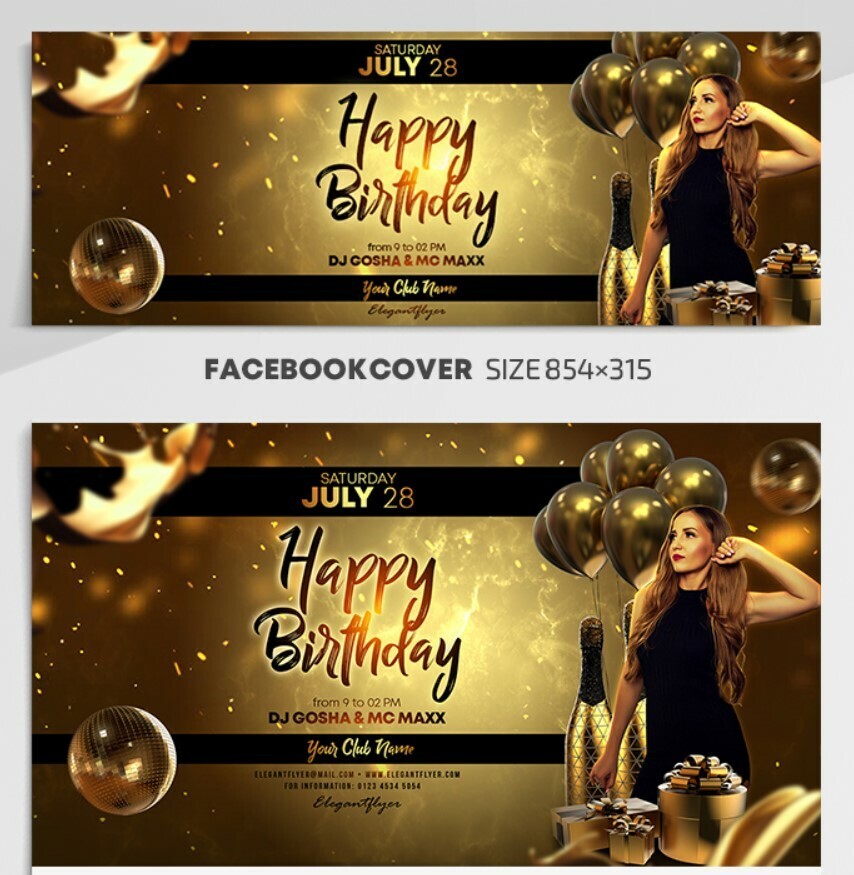 Happy Birthday – Free Facebook Cover Template in PSD + Post + Event cover