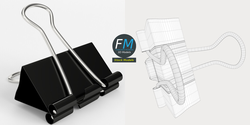 3D MODEL - Closed binder clip 1