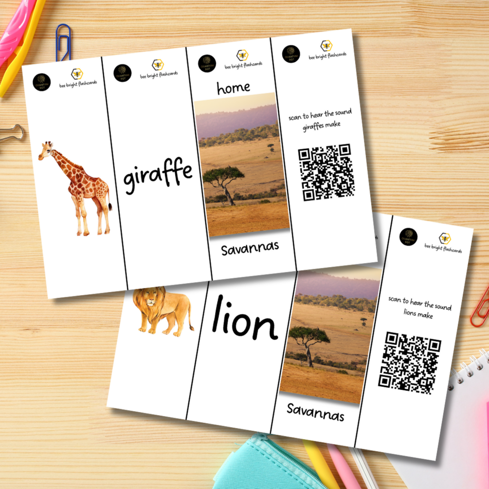Early Learning Flashcards – Land Animals – 29.7 cm x 21 cm – Instant ...