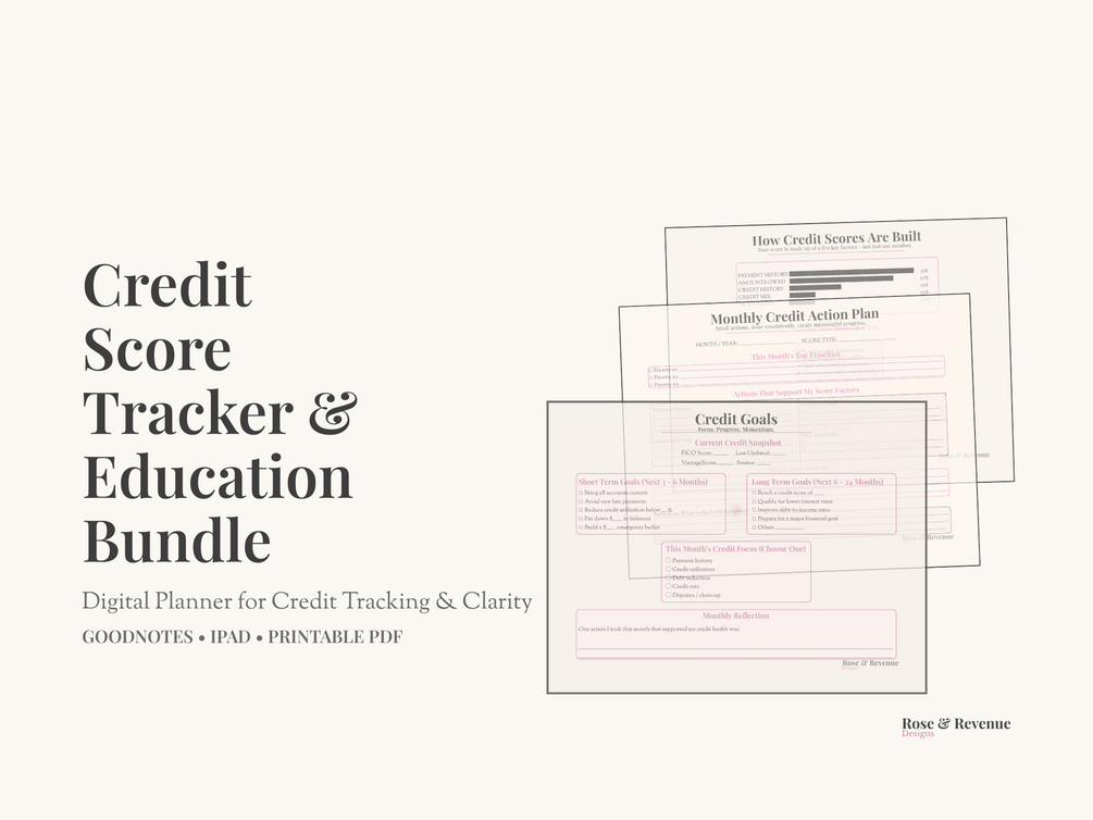 Credit Score Tracker & Planner | Digital Credit Repair Organizer ...