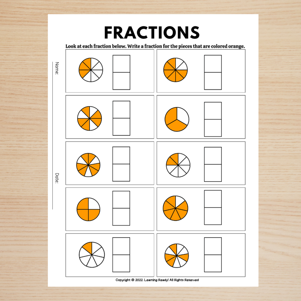 Fractions Math Worksheet