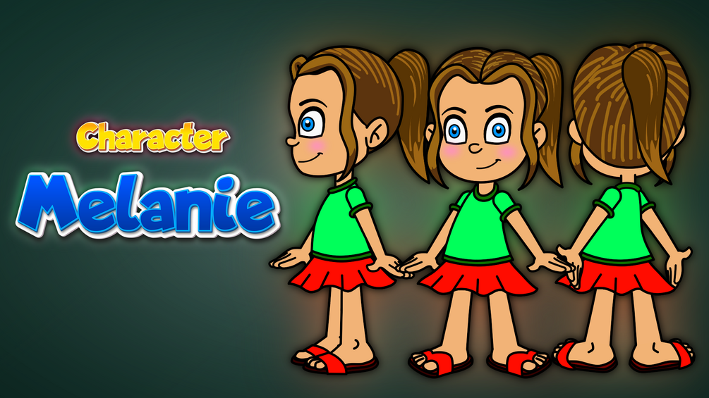Melanie Character - 3/4 view | Moho | Rigged Animation