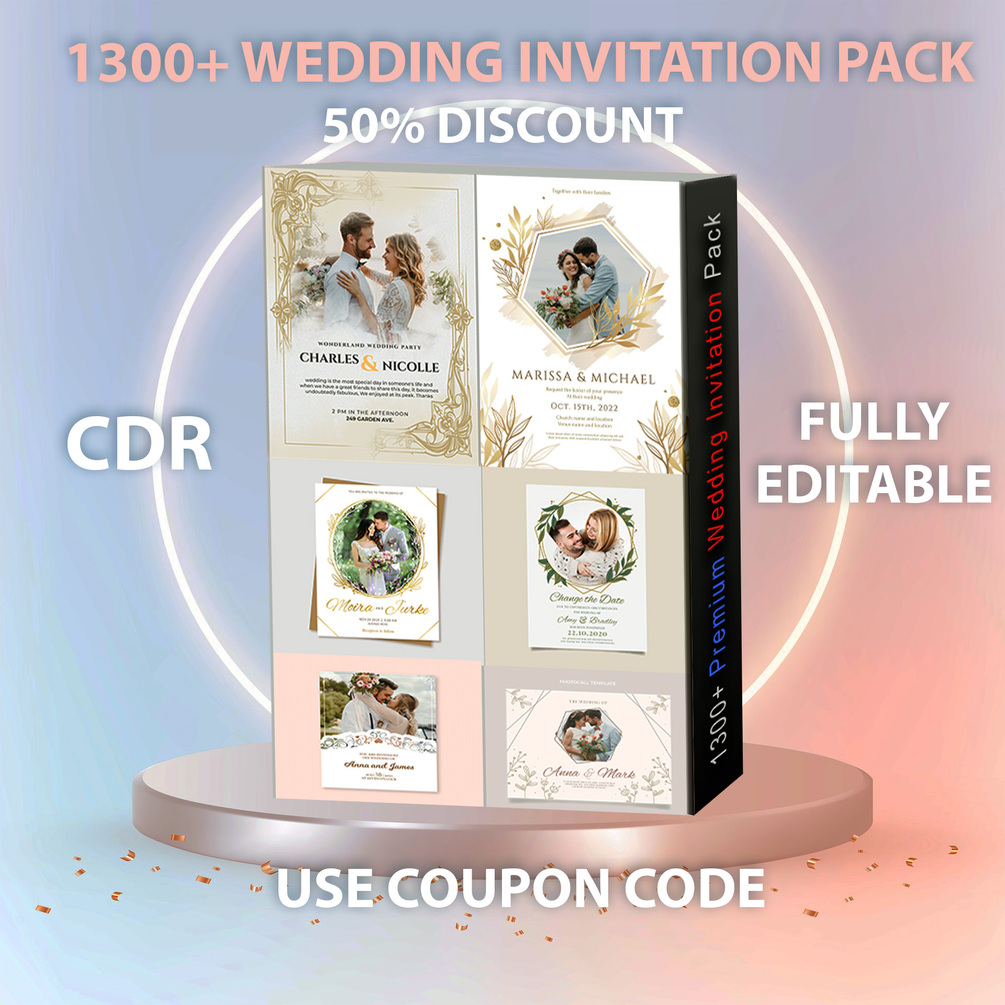 1300+ Wedding Invitations Pack CDR