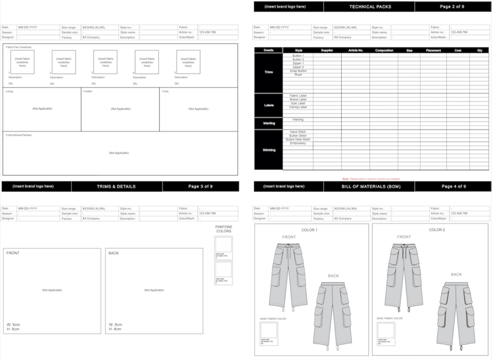 Cargo Pants Tech Pack Template