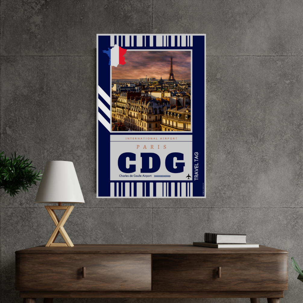 CDG PARIS PRINTABLE AIRPORT CODE WALL ART