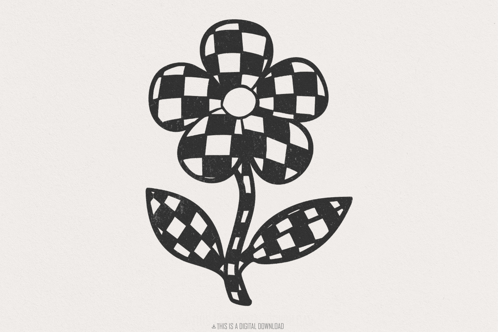 Checkered Flowers PNG, Checkerboard Boho Flower, Checkered Daisy Design ...