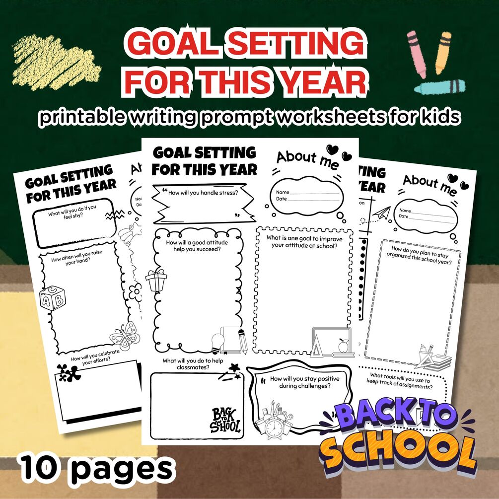 Goal Setting for This Year, Writing Prompts Worksheet for Grades 2-6 ...
