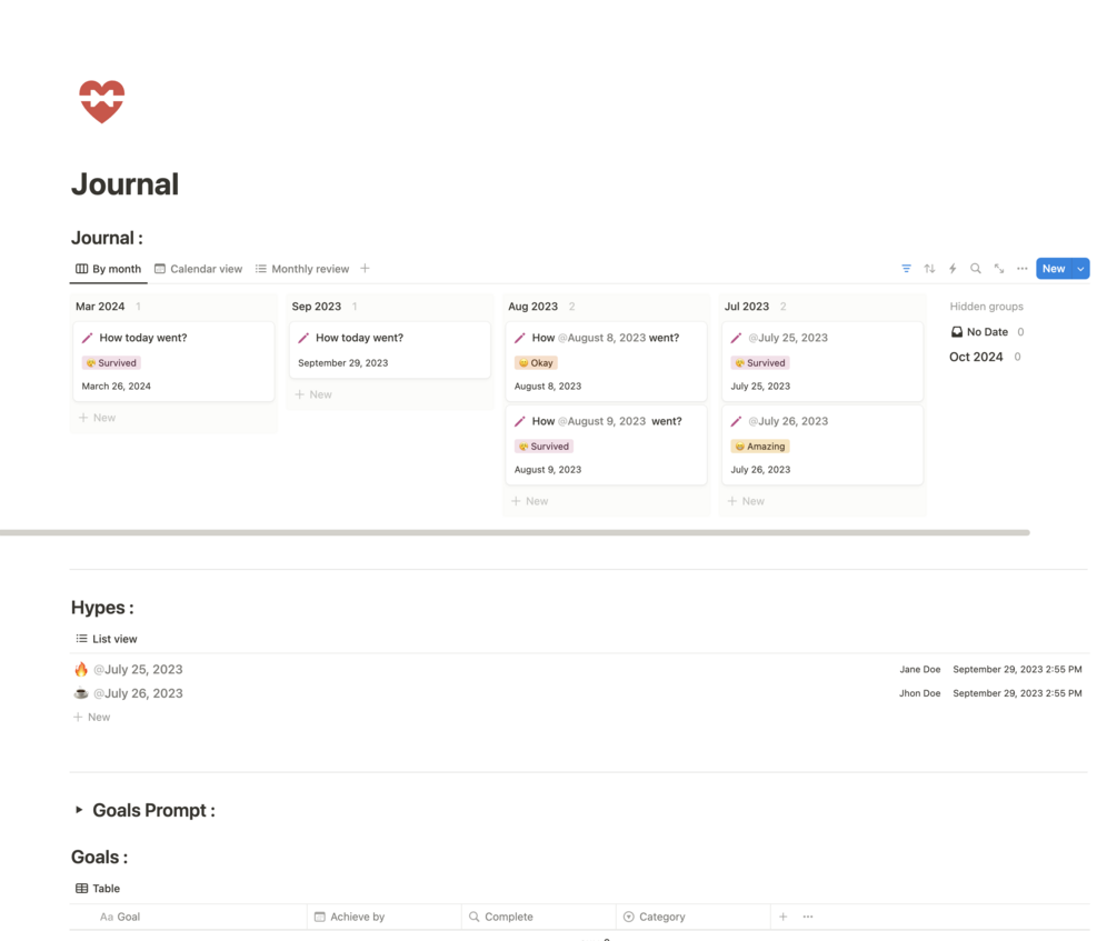 Work and career tracking template * NOTION
