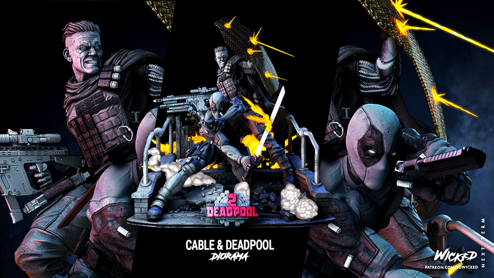 Wicked Marvel Deadpool and Cable DIORAMA COMPLETE: Tested and ready for ...