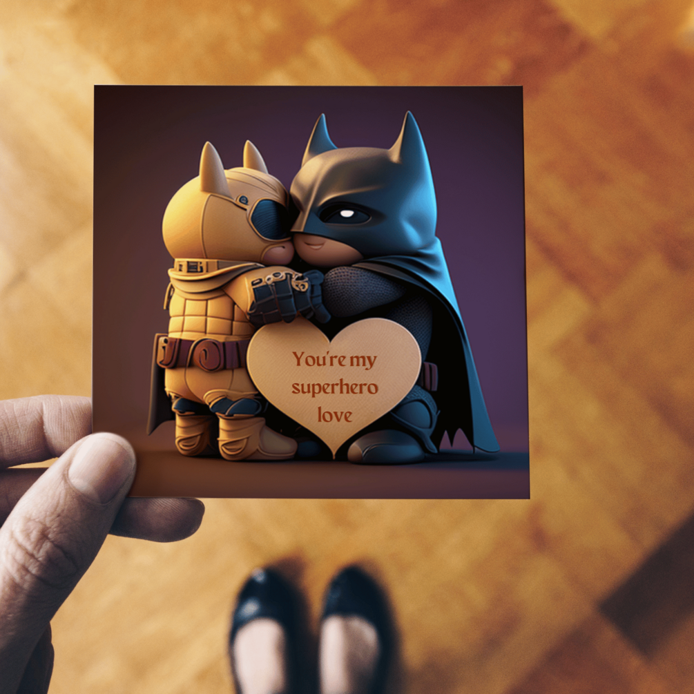 Superhero Partner Hugging Card