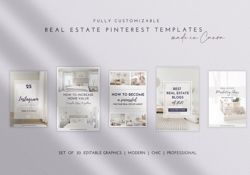 30 Pinterest Graphics for Real Estate | Canva Pin Design Templates