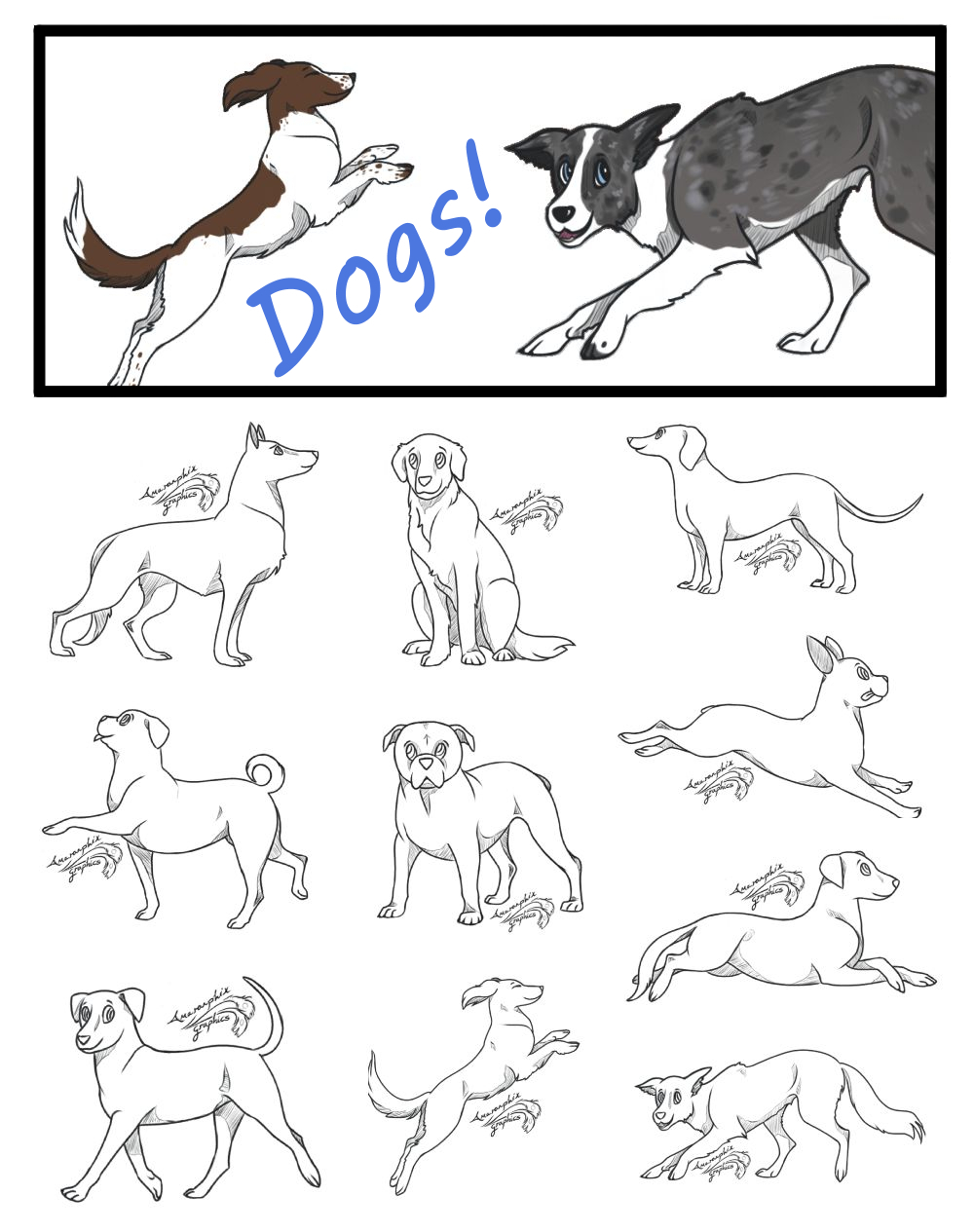 Cartoon dog lines
