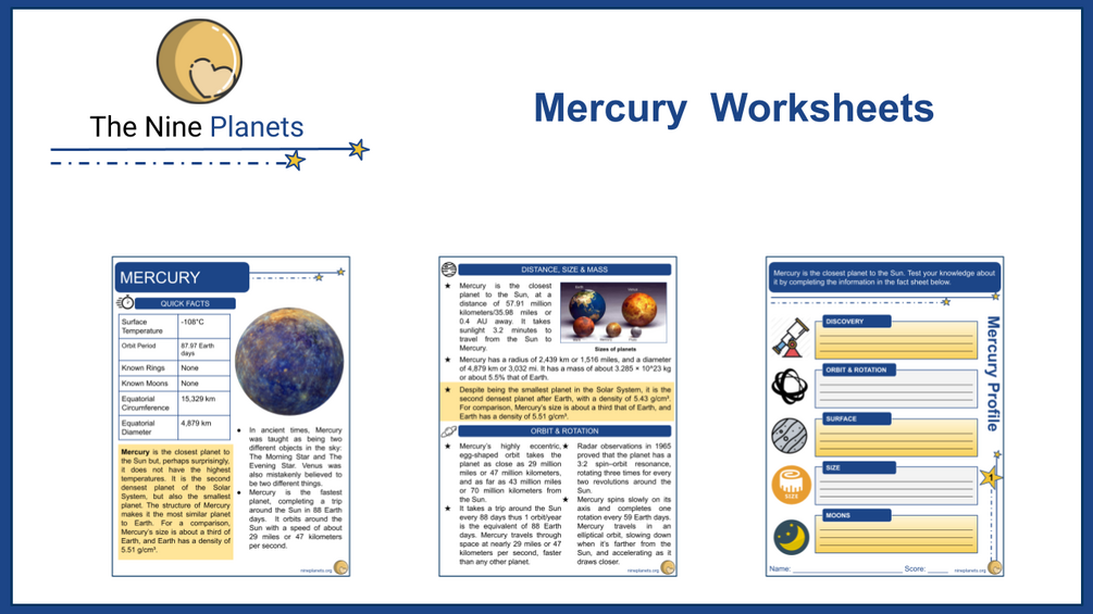 Mercury Worksheets for Kids