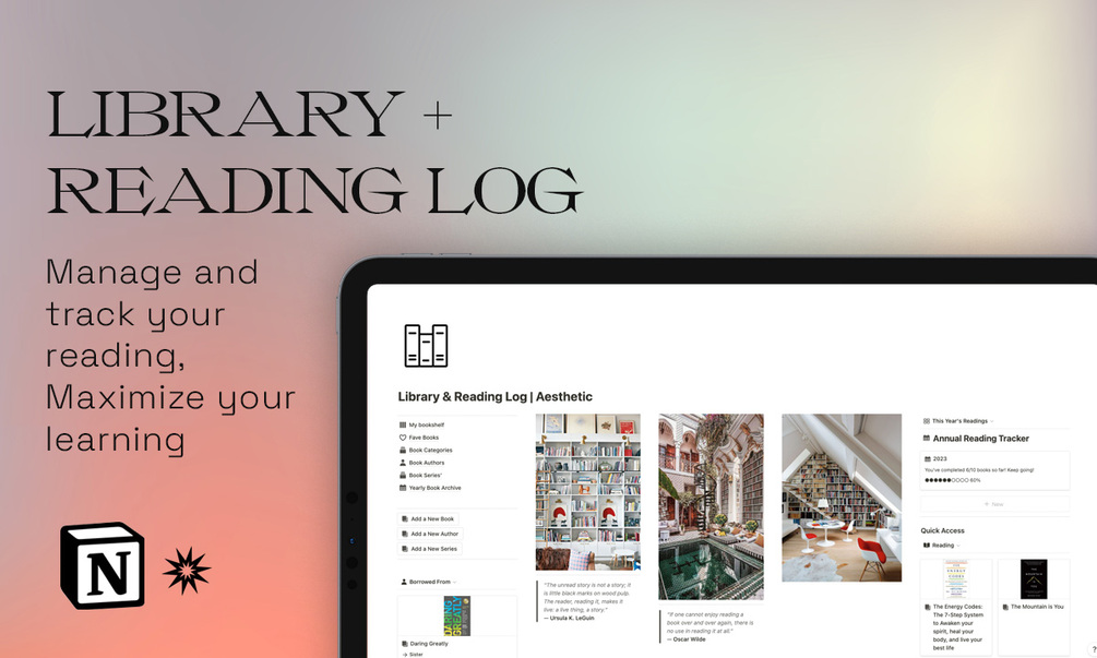 Library + Reading Log | Notion Template