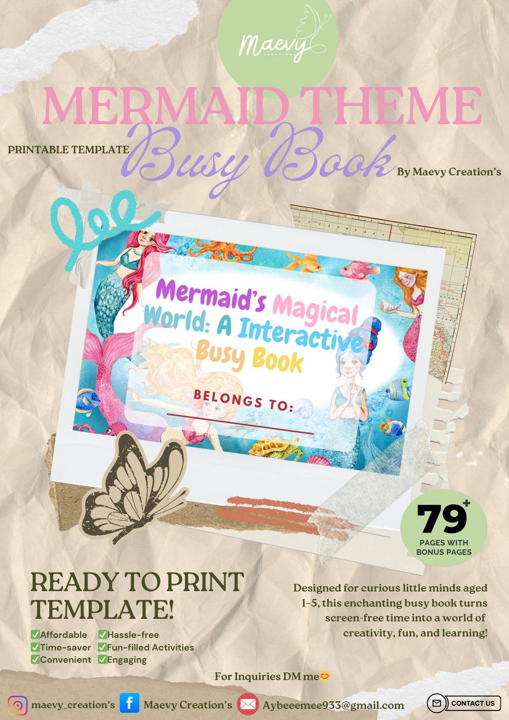Mermaid's Magical World: An Interactive Busy Book for Little Learners