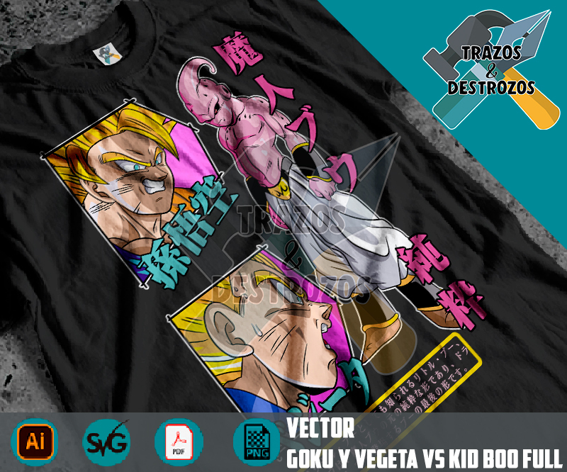 VECTOR GOKU Y VEGETA VS KID BOO DRAGON BALL Z