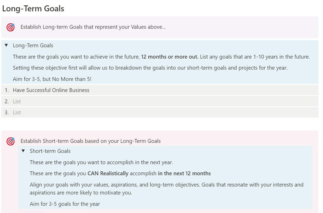 My Yearly Plan: Goals, Projects & Tasks Breakdown