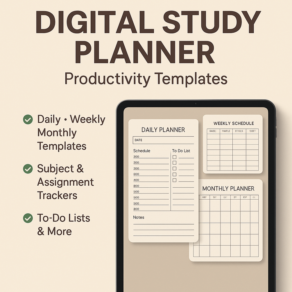 Digital Study Plann Productivity Templates!