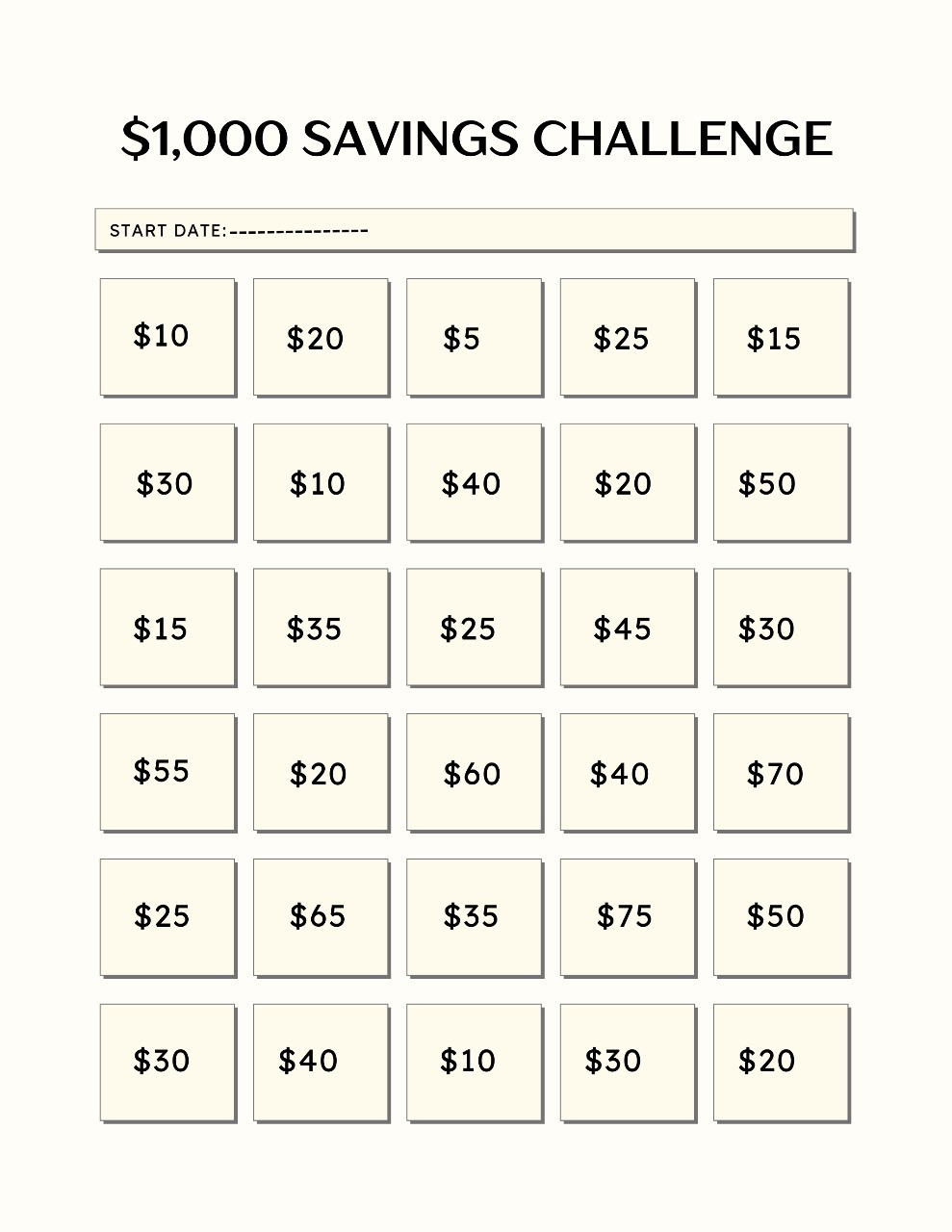 $1000 Savings Challenge | Printable Budget Tracker | Color & Save