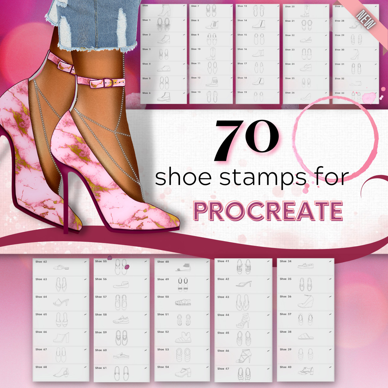 70 Female Shoe Stamps for Procreate! 👢👡👠 Download NOW (free samples ...
