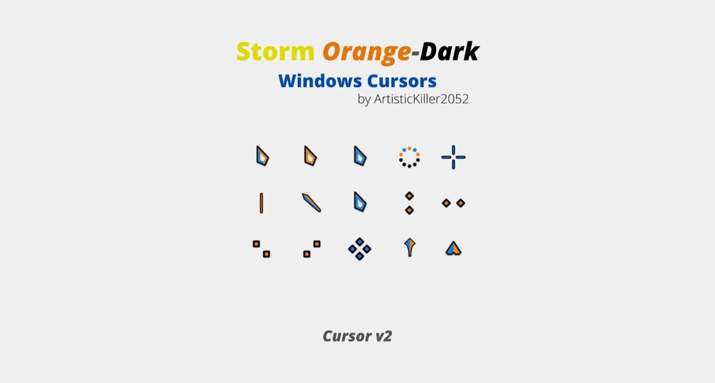 Storm Orange v2 Dark Cursor Windows 11/10/7