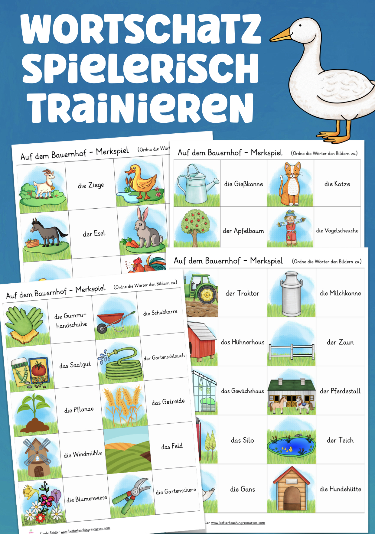 German vocabulary game farm animals and tools Deutsch Bauernhof Spiel
