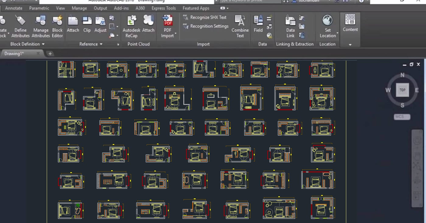 Residential Interior Space Cad Layout Plan Module