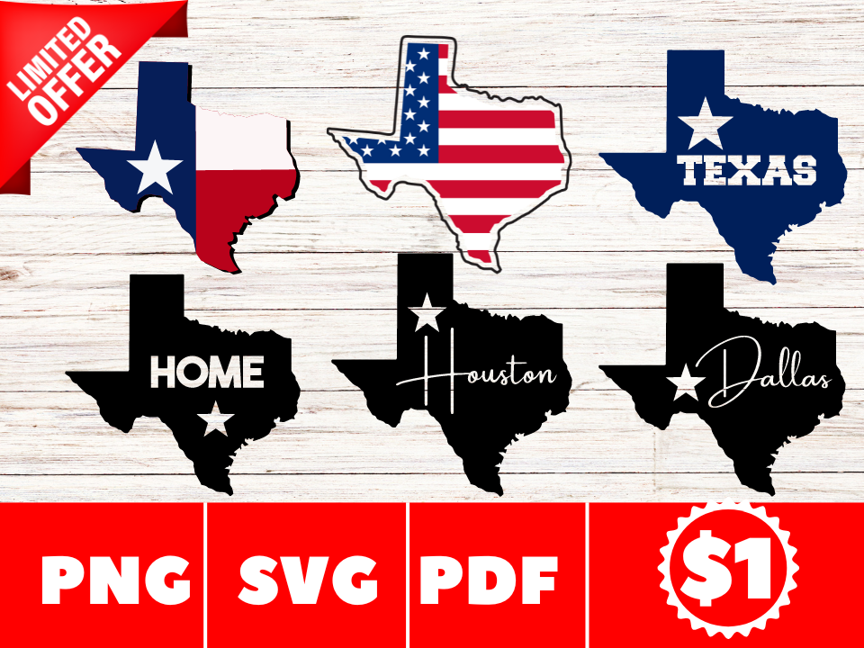 Texas Flag SVG Files Bundle,United States Flags,4th of July design ...