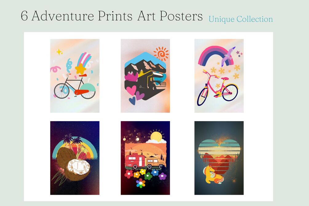6 Adventure Prints Art Posters