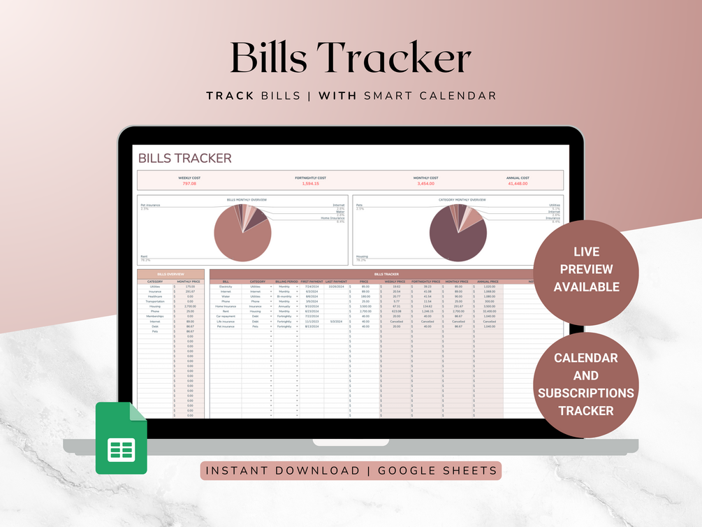 Bills Tracker Spreadsheet
