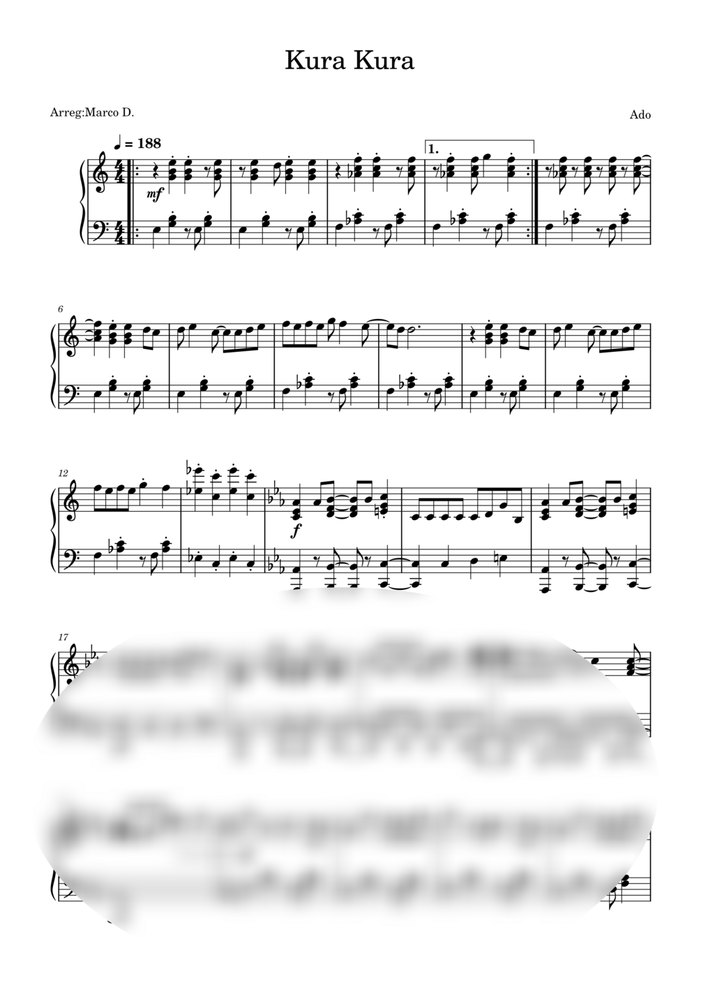 Kura Kura | Ado SHEET + MIDI