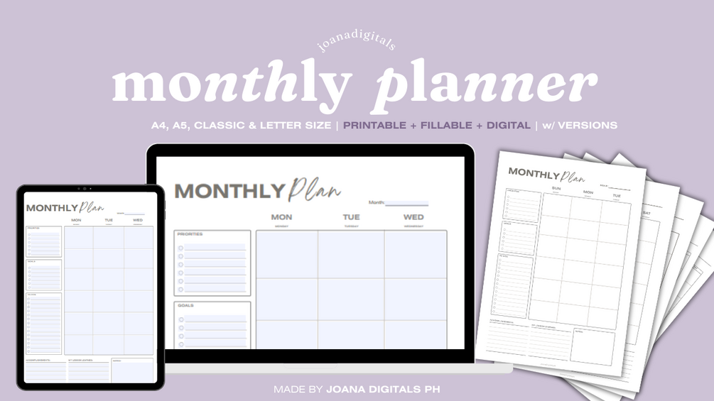 MONTHLY PLANNER (printable + fillable)
