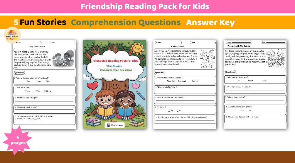 Friendship Reading Pack for Kids – 5 Fun Stories + Comprehension Questions