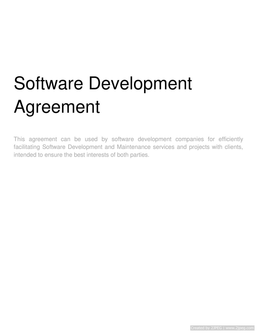 Software Development Agreement